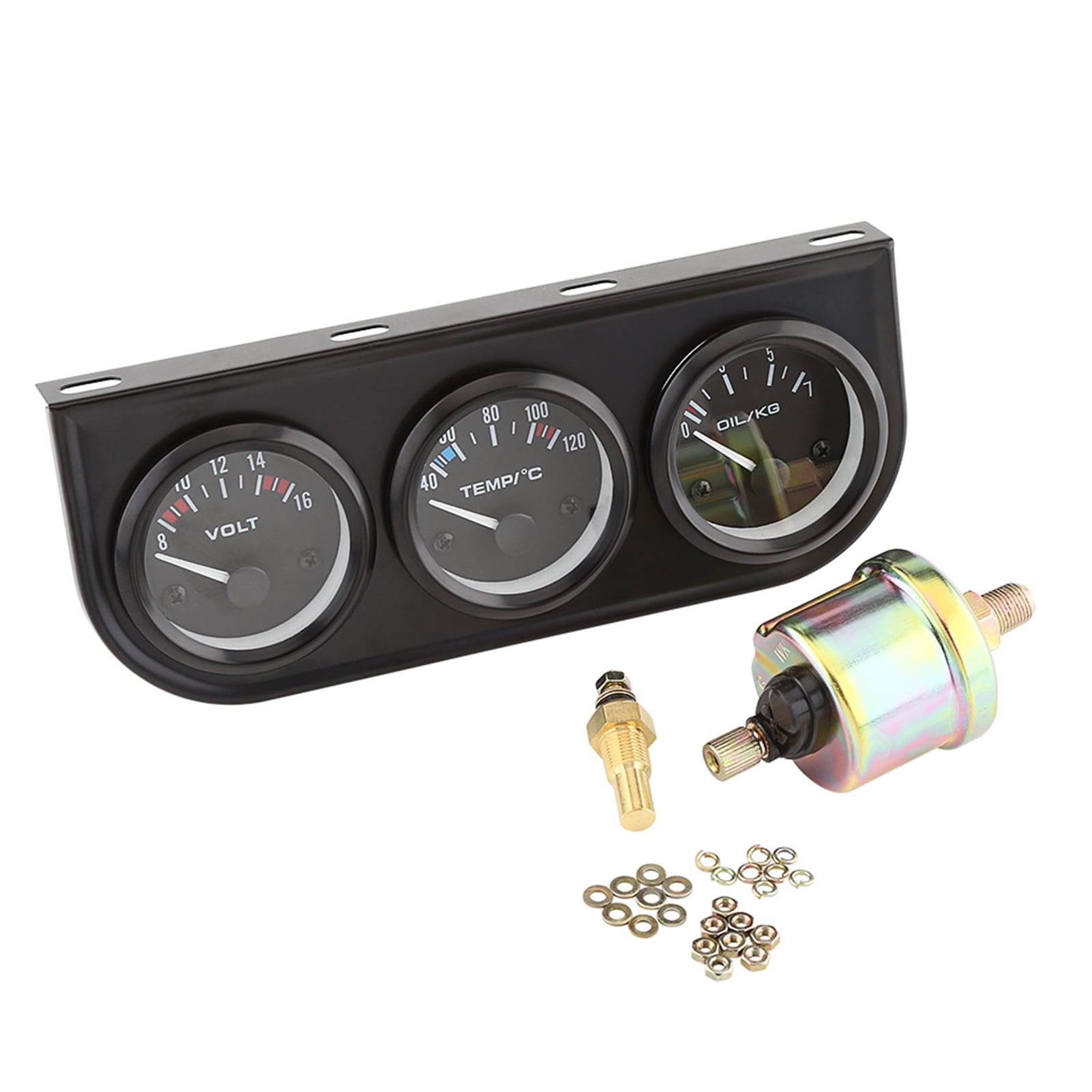 52mm Triple Gauges 3 in 1 Voltmeter Water Temp Gauge Oil Pressure Meter ...