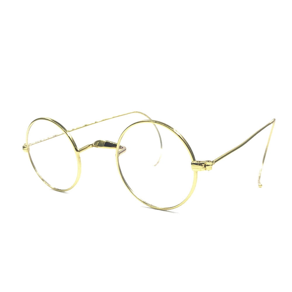 52mm Vintage Round Gold Eyeglasses Frame Stylish Thin Stretchable ...