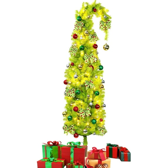 52pcs 9 Ft Artificial Lighted Christmas Tree with Stand Bendable ...