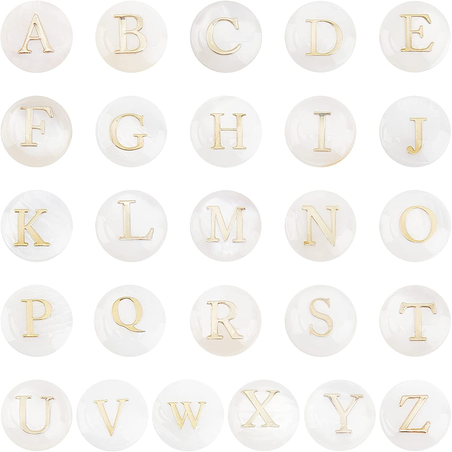 52pcs Alphabet A-Z Beads, Freshwater Shell Beads Summer Seashell Beads ...