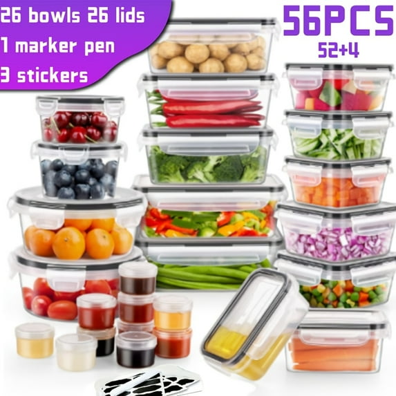 52pcs BPA-Free Food Storage Container Set | 26 Containers+26 Lids ...