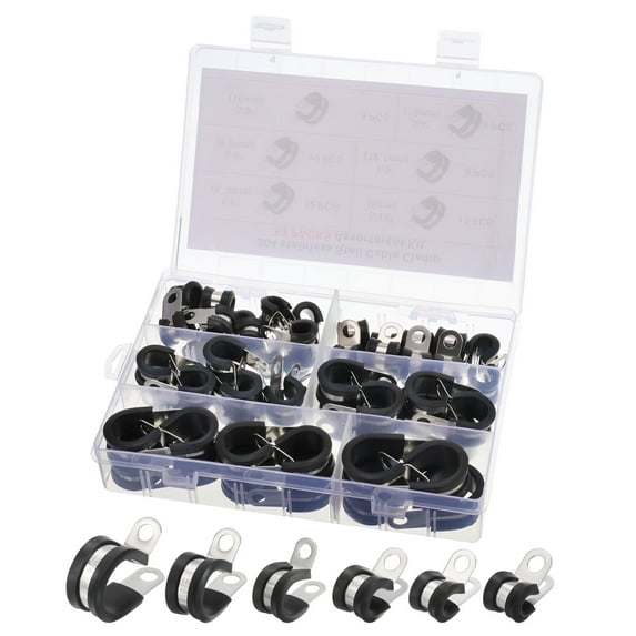 52pcs Cable Clamps Assortment Kit, Stainless Steel Rubber Cushioned ...