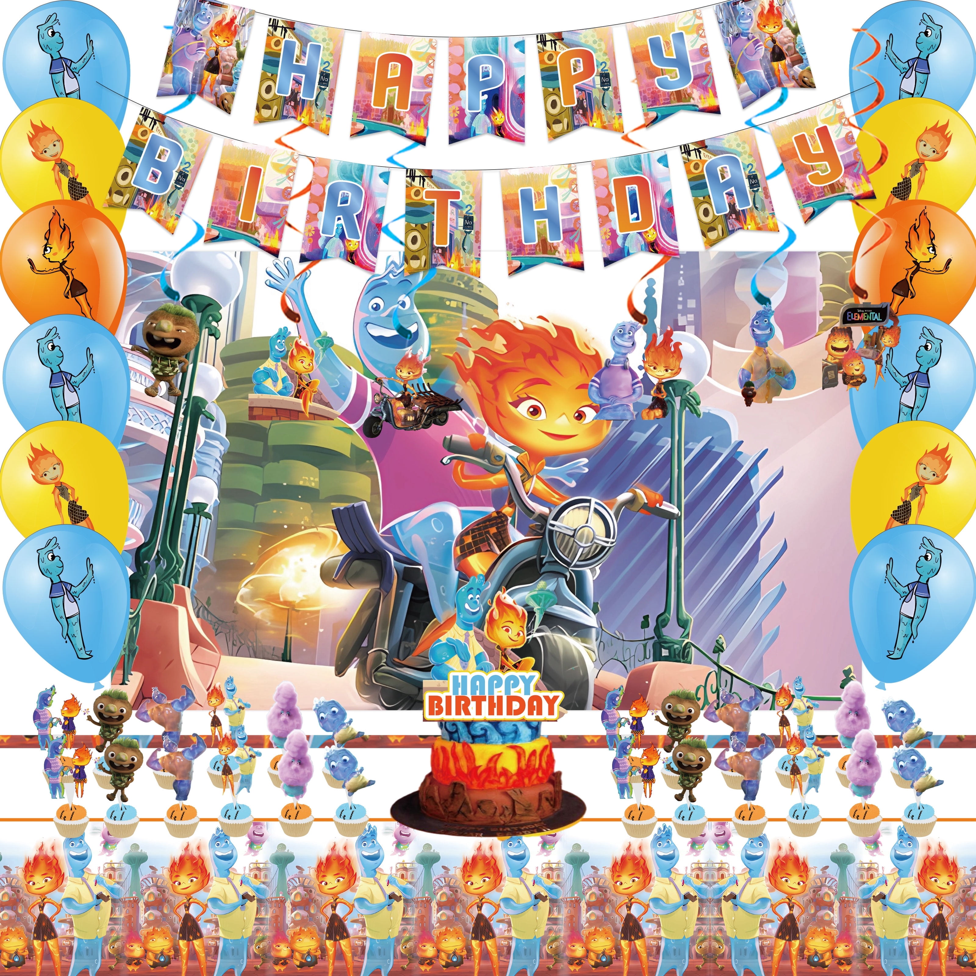 52pcs cartoon animation birthday party supplies,ElementalCartoon themed ...