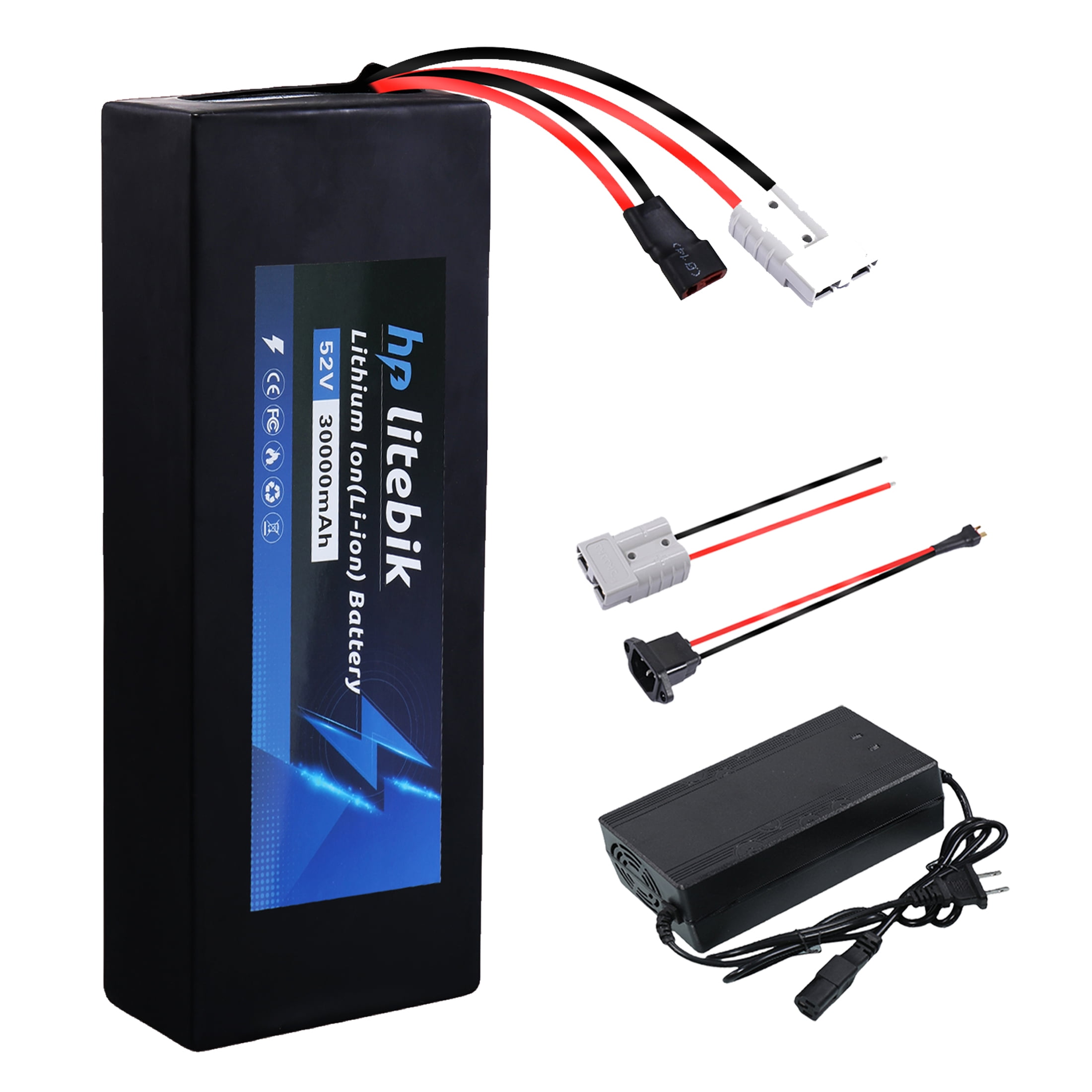 52v Battery 52v 30ah Bike Lithium Battery Pack 52v Ebike Battery 1500W ...