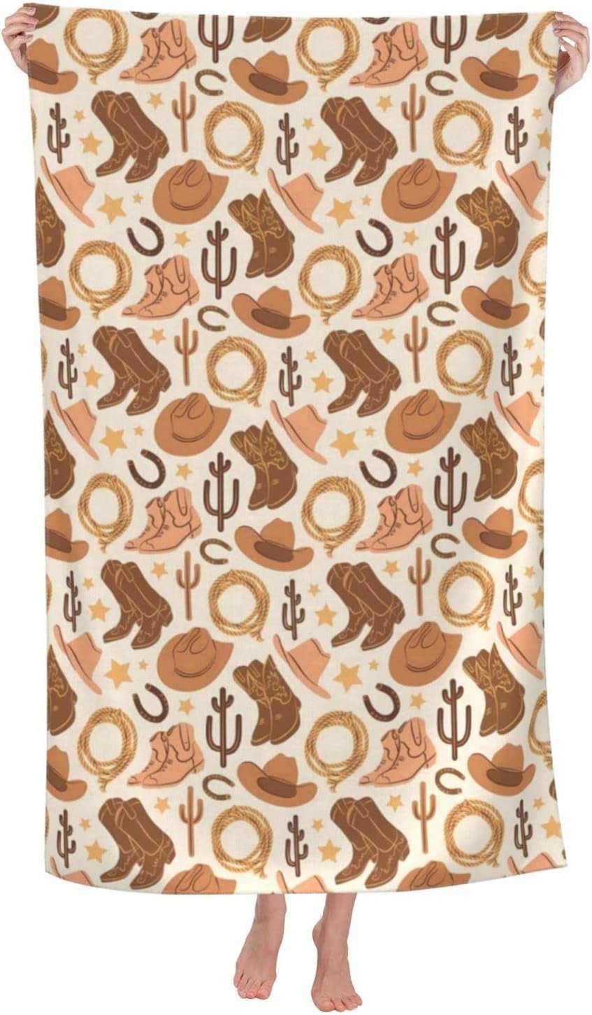 52x32IN Western Rodeo Cowboy Beach Towels Oversized Soft High Absorbent ...