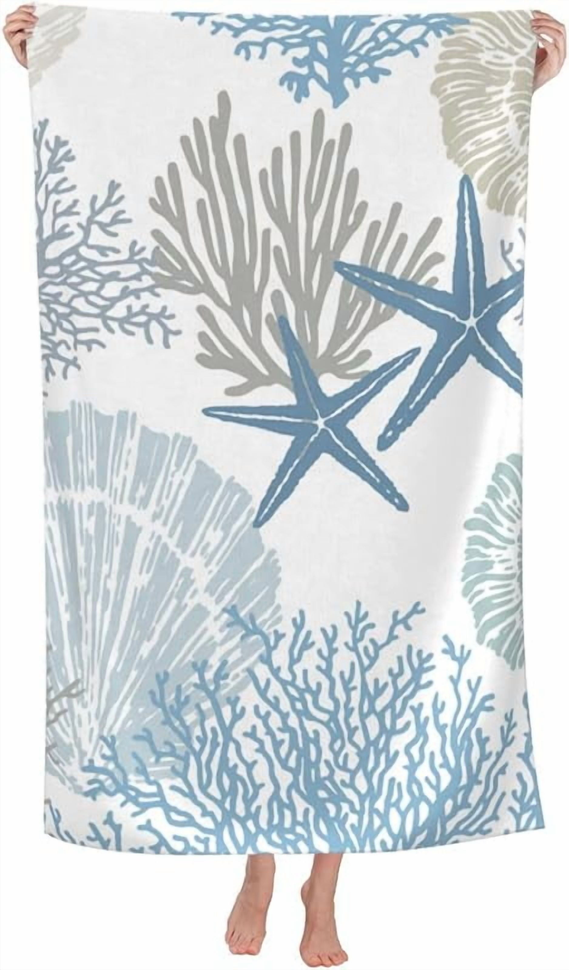 52x32in Sea Shell Star Coral Nautical Coastal Groovy Beach Towel Quick ...
