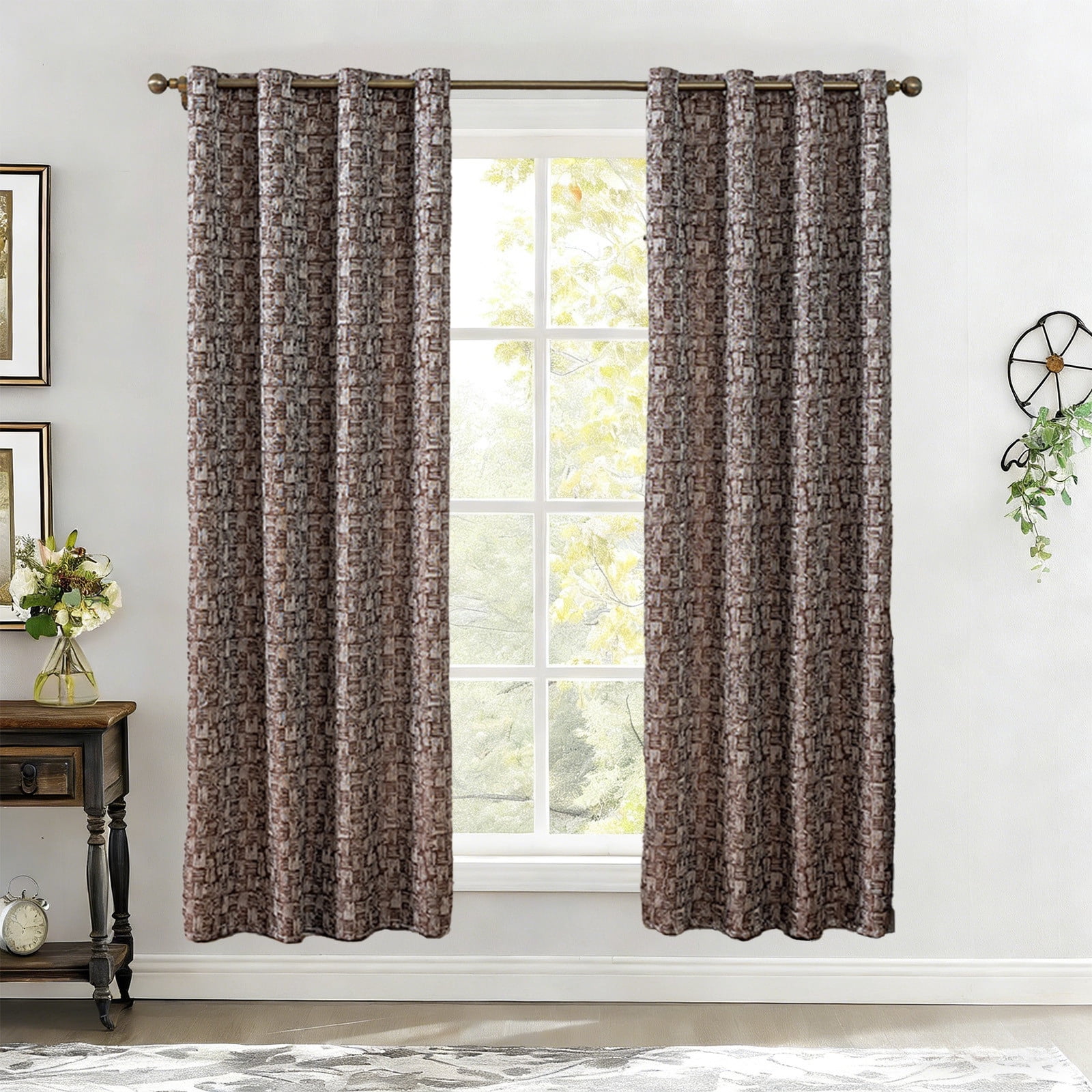 52x63in Jacquard Curtains, Wenini Fade Resistant Polyester Curtain ...