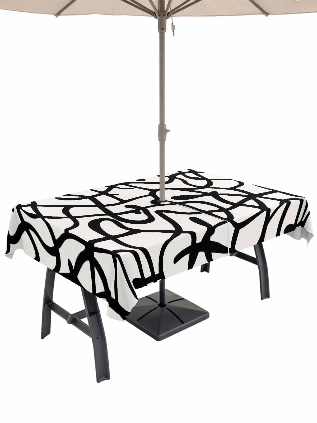 52x70 Inch Outdoor Tablecloth with Umbrella Hole Zipper Rectangle ...
