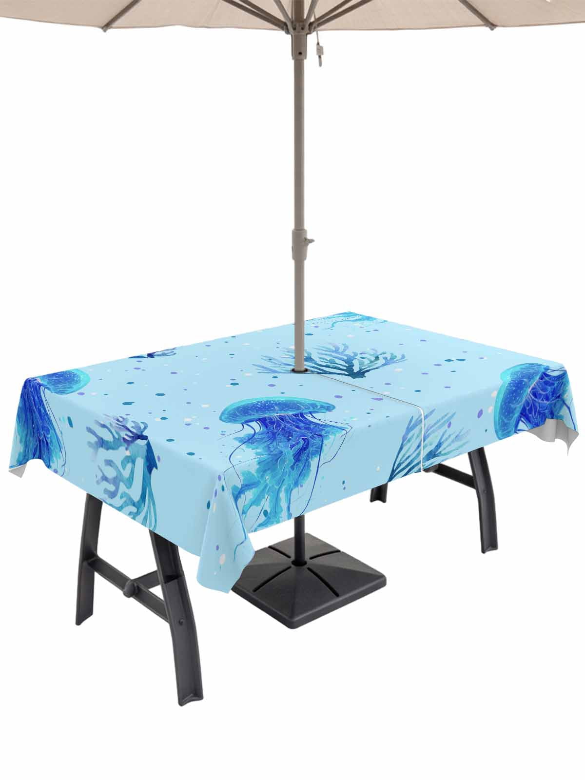 52x70 Inch Outdoor Tablecloth with Umbrella Hole Zipper Rectangle ...