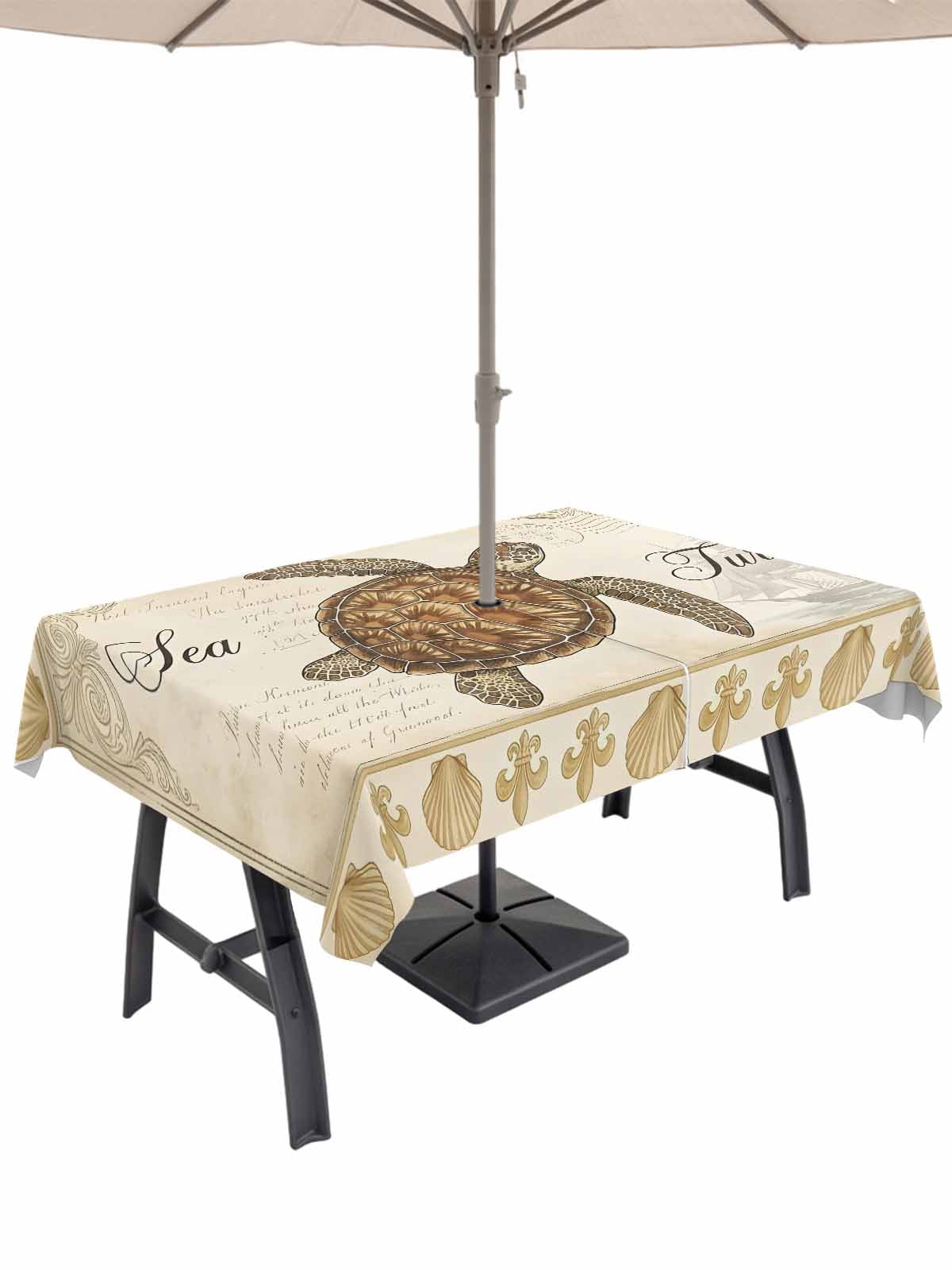 52x70 Inch Outdoor Tablecloth with Umbrella Hole Zipper Rectangle ...