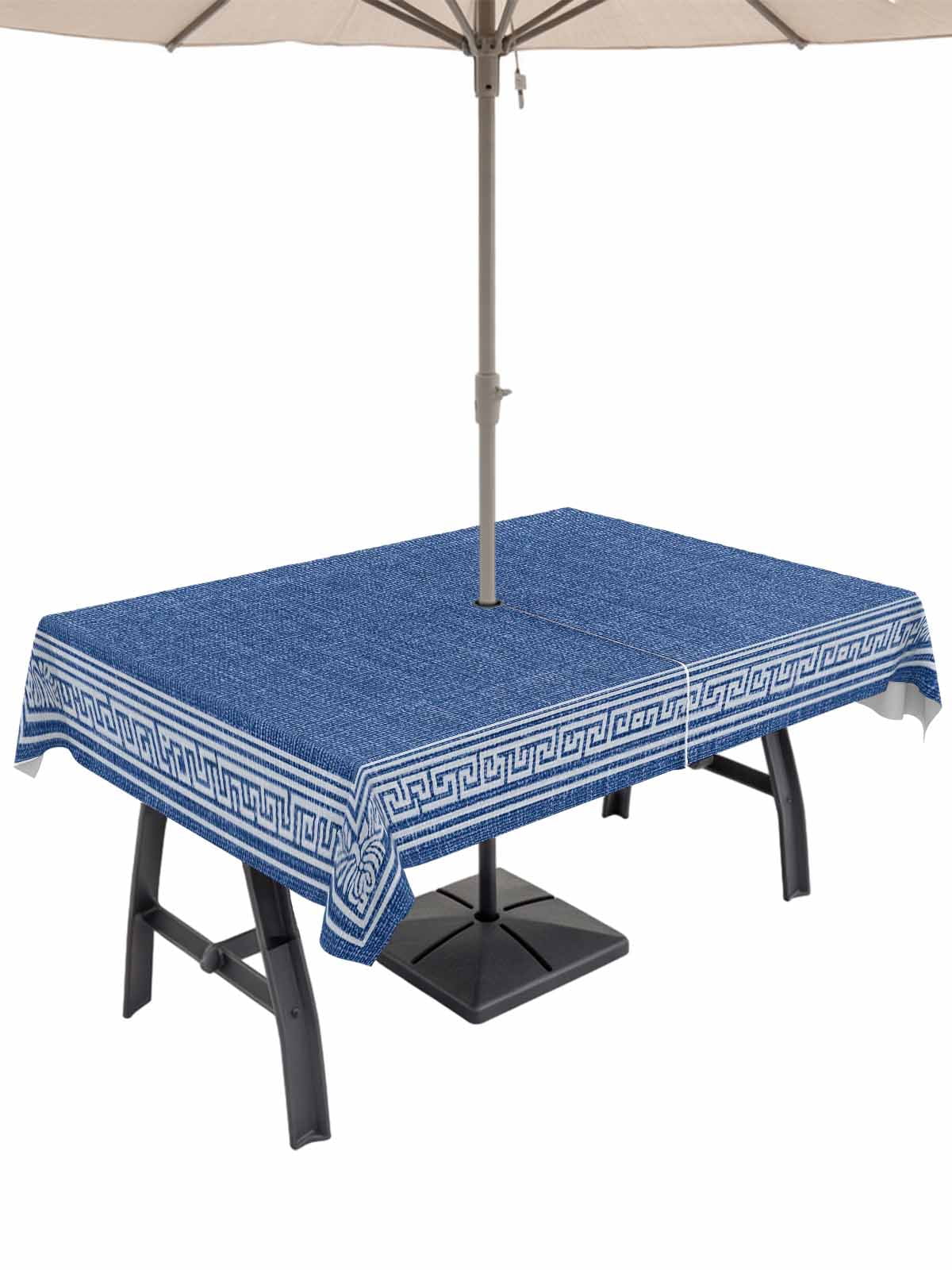 52x70 Inch Outdoor Tablecloth with Umbrella Hole Zipper Rectangle Dark ...