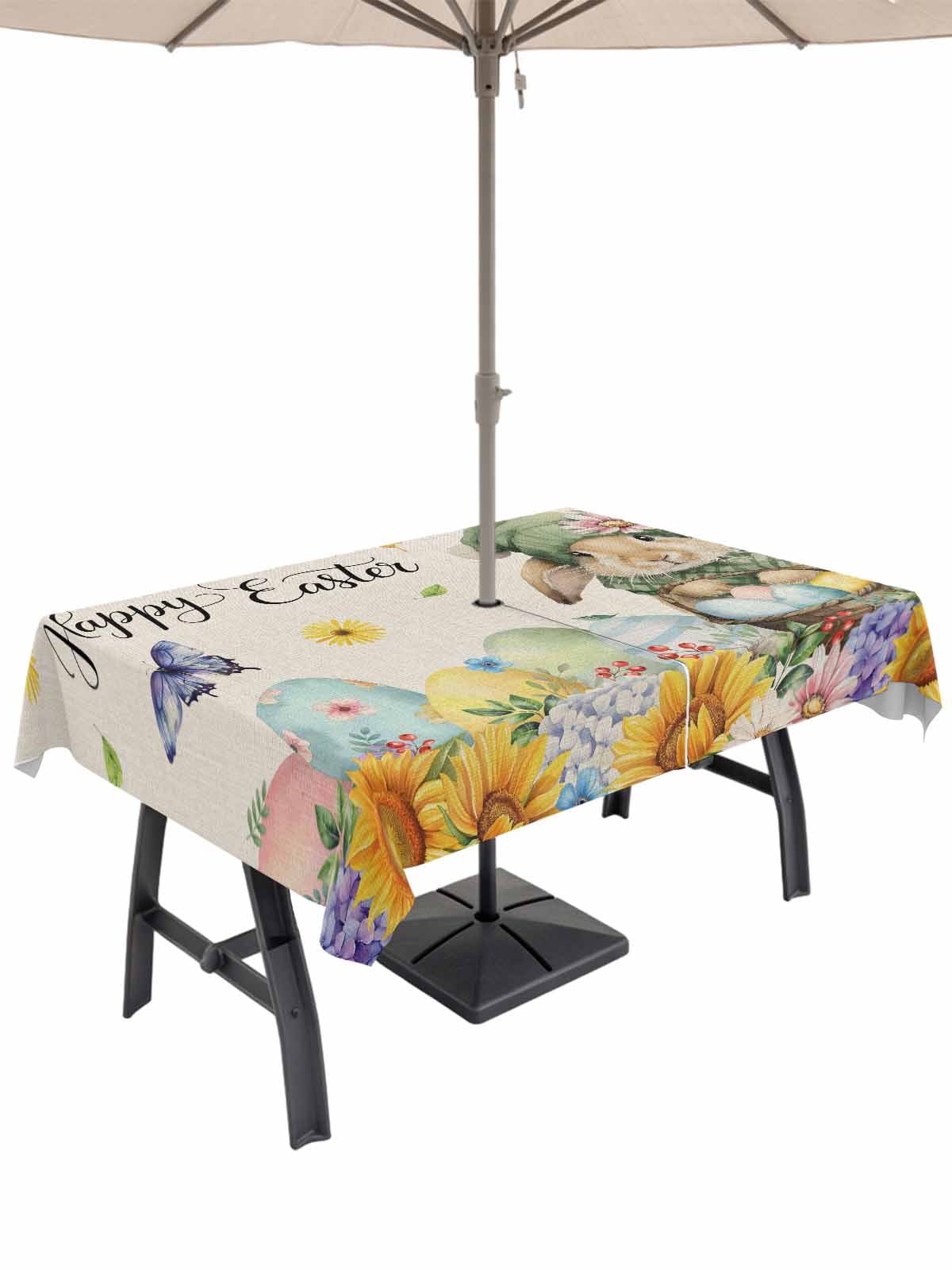 52x70 Inch Outdoor Tablecloth with Umbrella Hole Zipper Rectangle ...