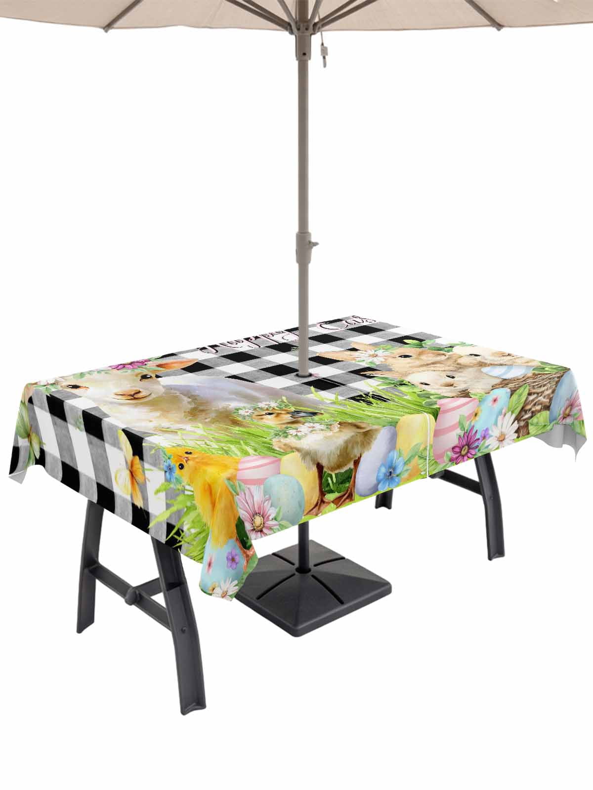 52x70 Inch Outdoor Tablecloth with Umbrella Hole Zipper Rectangle ...