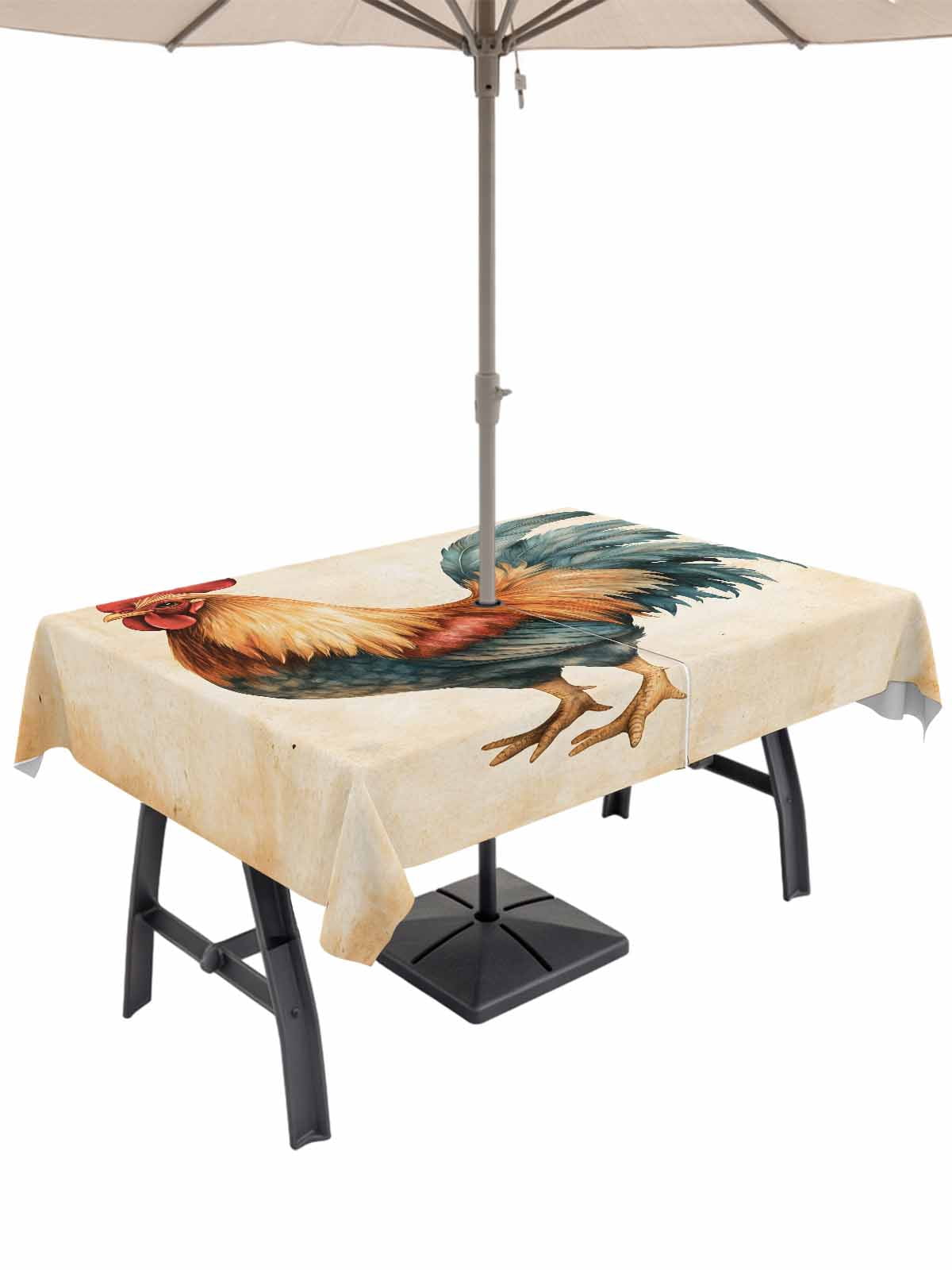 52x70 Inch Outdoor Tablecloth with Umbrella Hole Zipper Rectangle ...