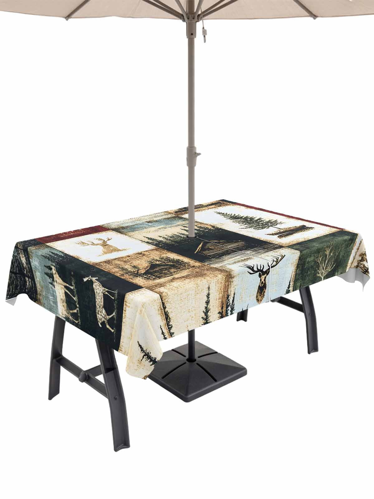 52x70 Inch Outdoor Tablecloth with Umbrella Hole Zipper Rectangle ...