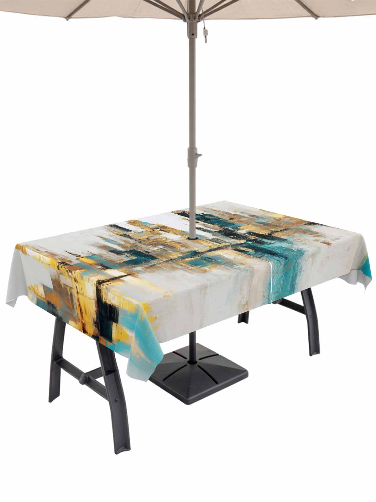 52x70 Inch Outdoor Tablecloth with Umbrella Hole Zipper Rectangle ...