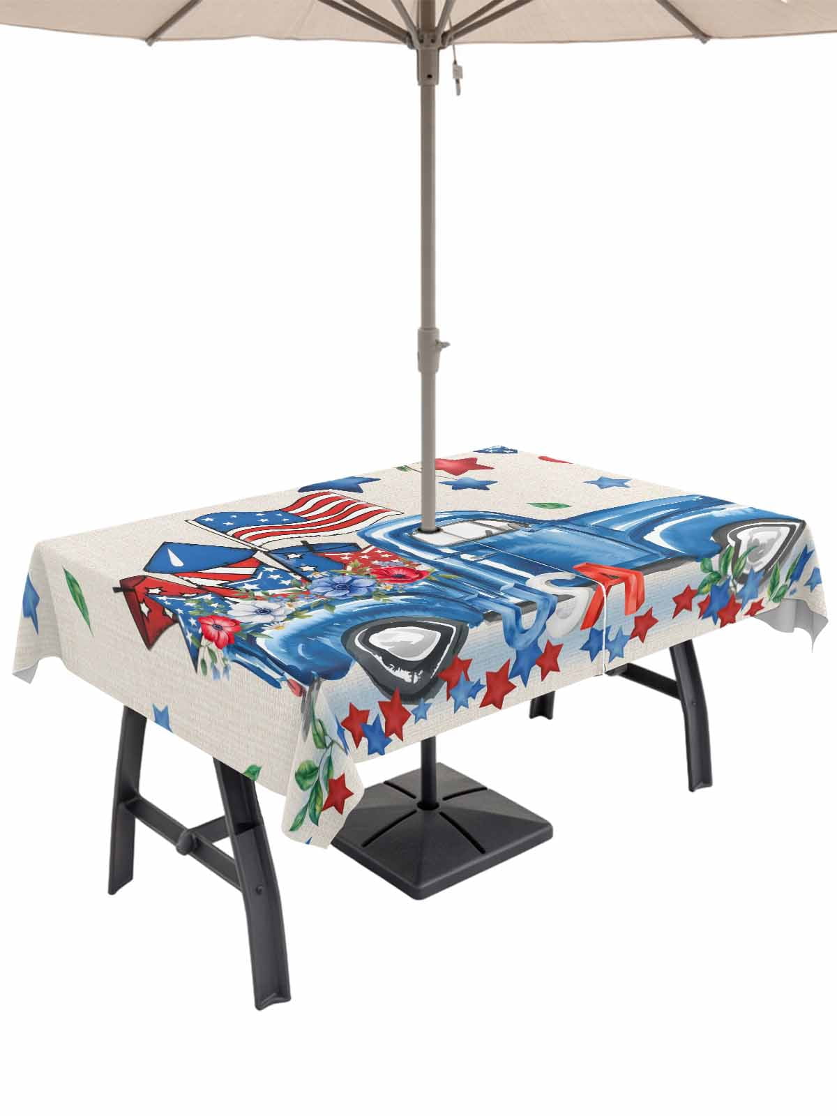 52x70 Inch Outdoor Tablecloth with Umbrella Hole Zipper Rectangle ...