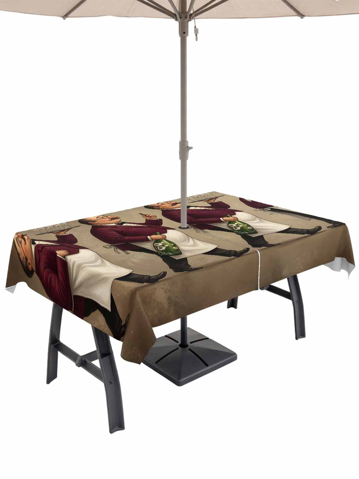 52x70 Inch Outdoor Tablecloth with Umbrella Hole Zipper Rectangle ...