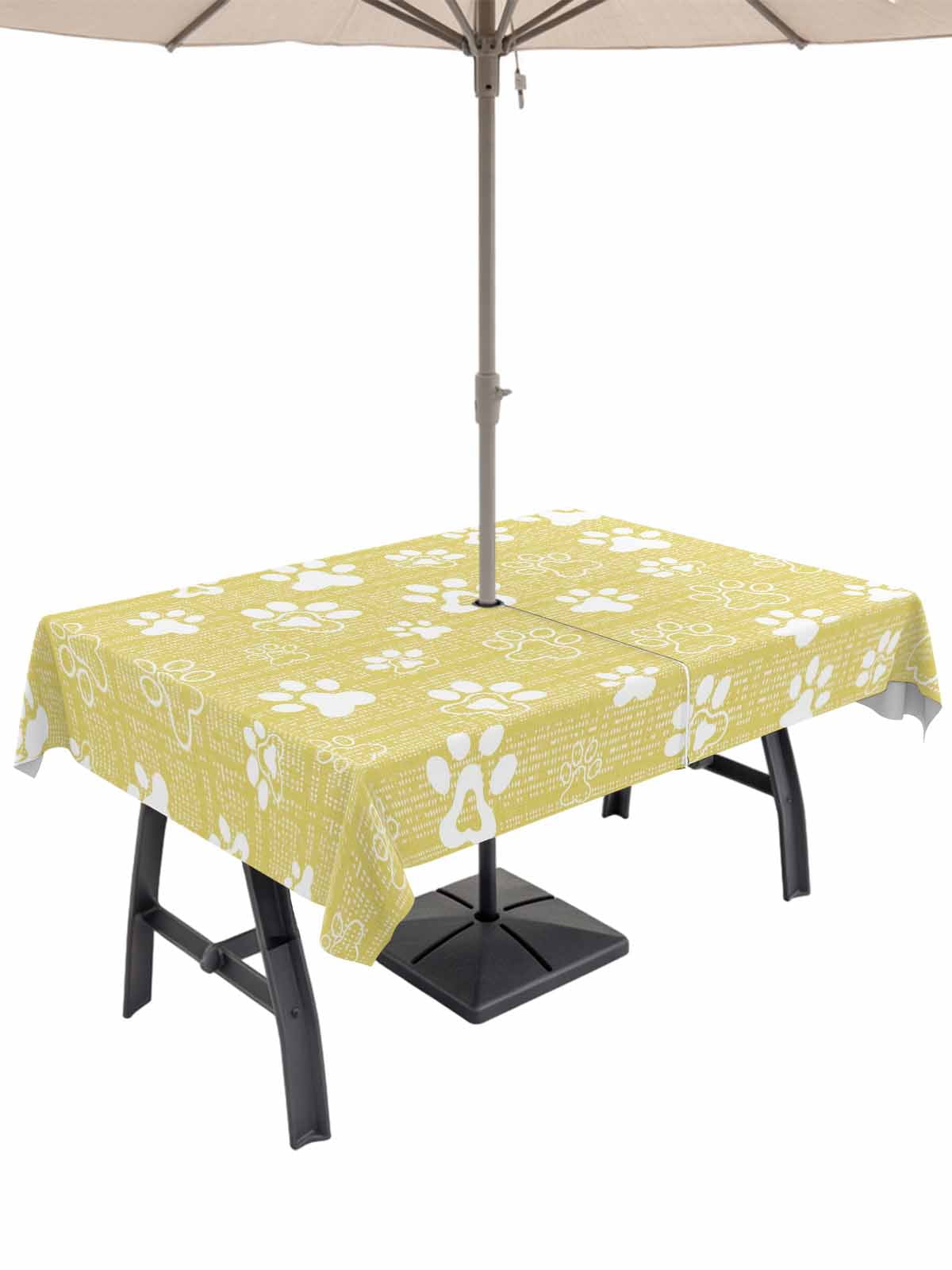 52x70 Inch Outdoor Tablecloth with Umbrella Hole Zipper Rectangle Lemon ...