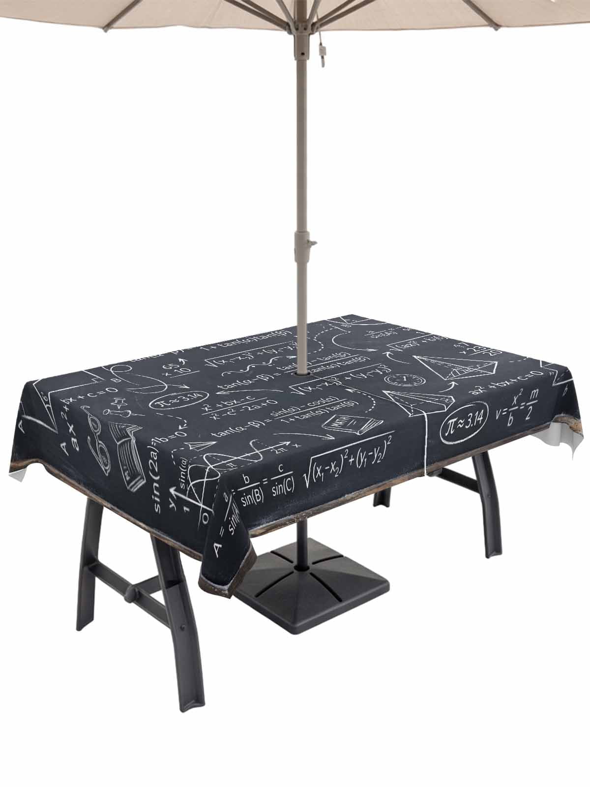 52x70 Inch Outdoor Tablecloth with Umbrella Hole Zipper Rectangle ...
