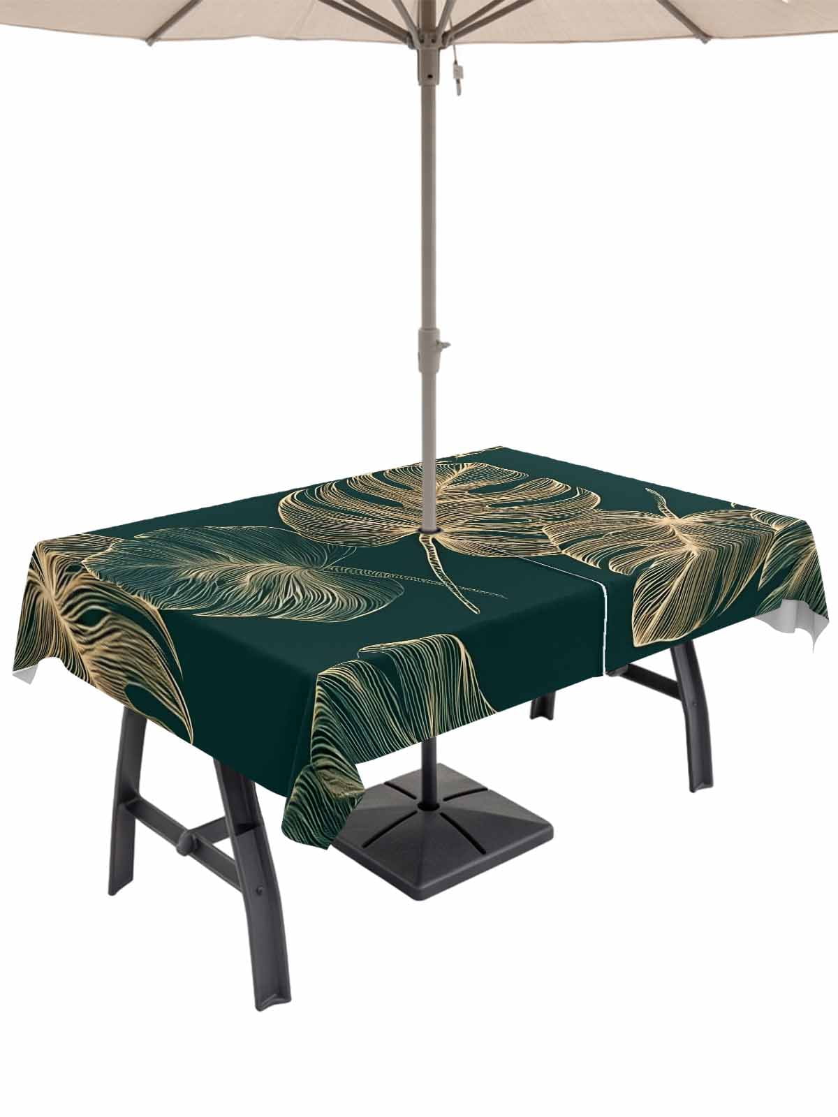 52x70 Inch Outdoor Tablecloth with Umbrella Hole Zipper Rectangle ...