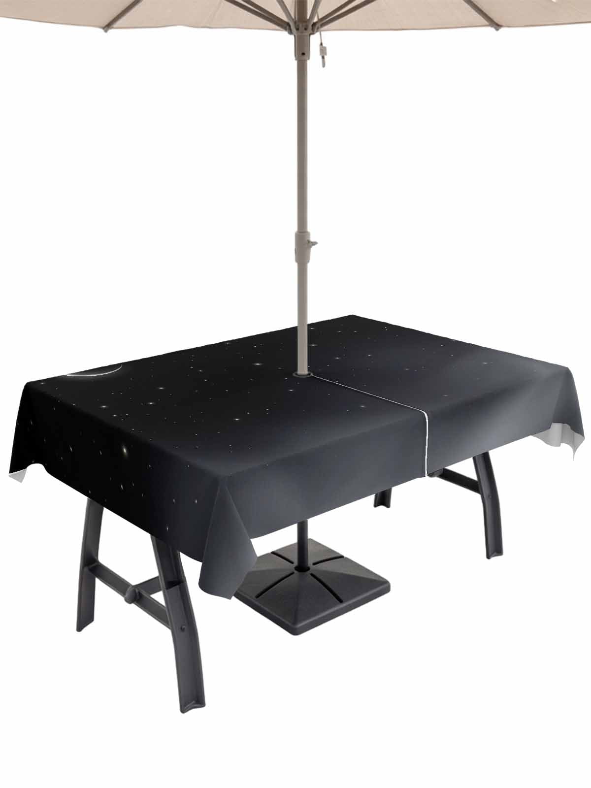 52x70 Inch Outdoor Tablecloth with Umbrella Hole Zipper Rectangle Night ...