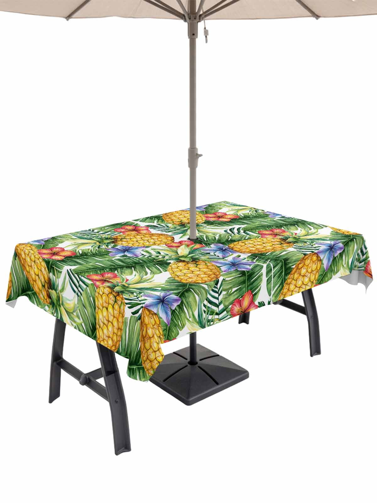 52x70 Inch Outdoor Tablecloth with Umbrella Hole Zipper Rectangle ...