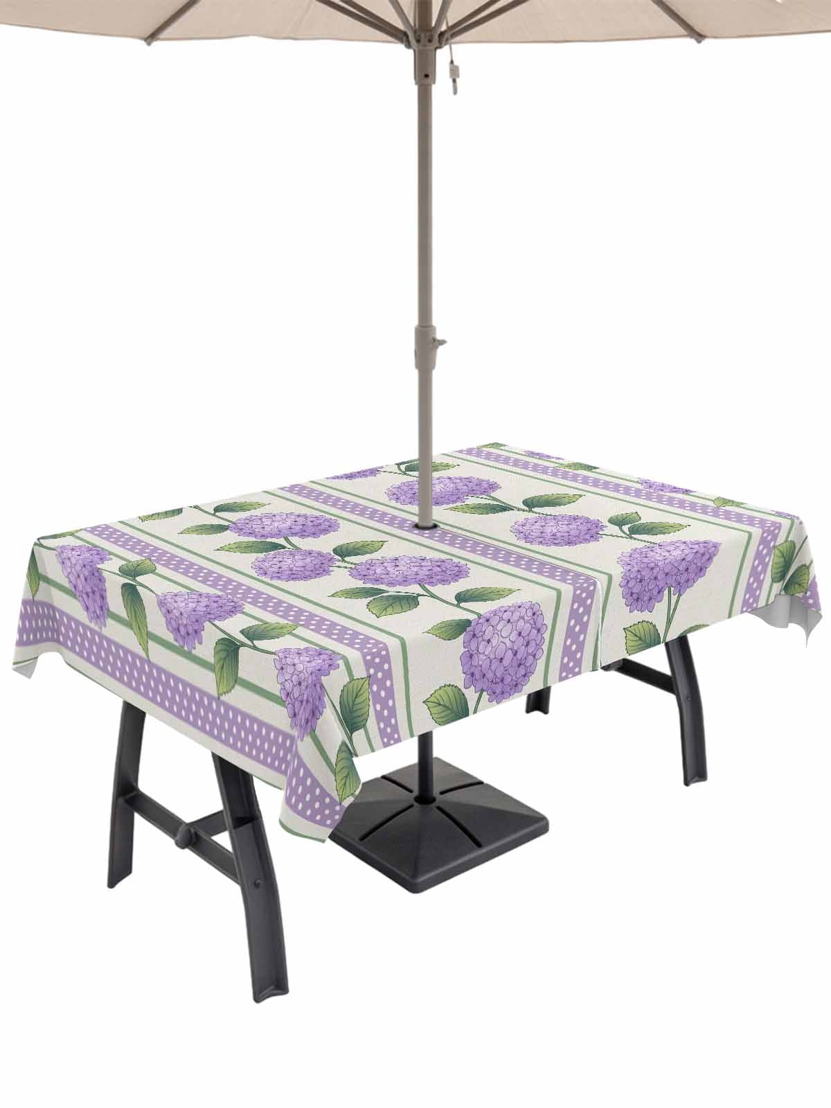 52x70 Inch Outdoor Tablecloth with Umbrella Hole Zipper Rectangle ...