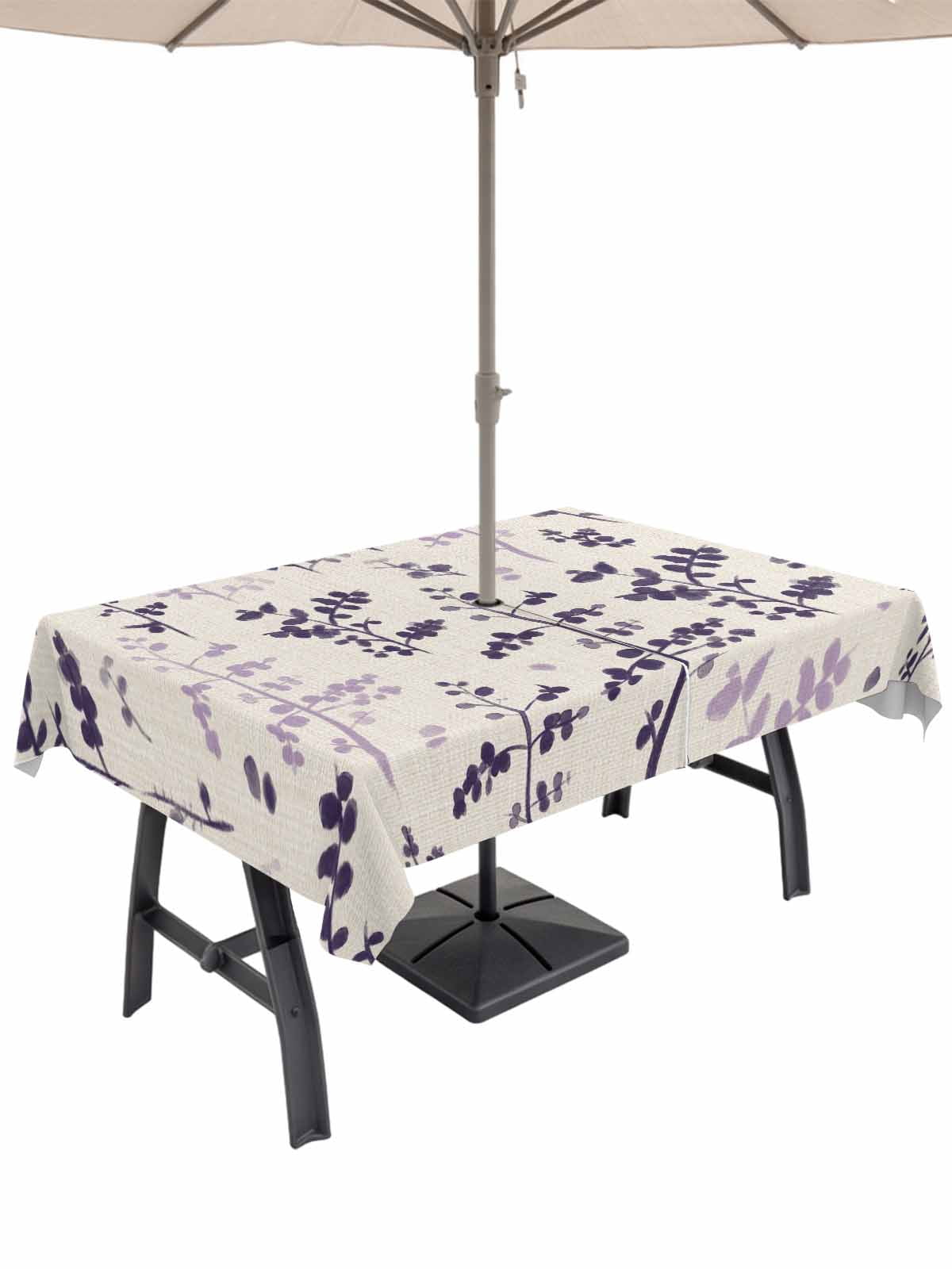 52x70 Inch Outdoor Tablecloth with Umbrella Hole Zipper Rectangle ...