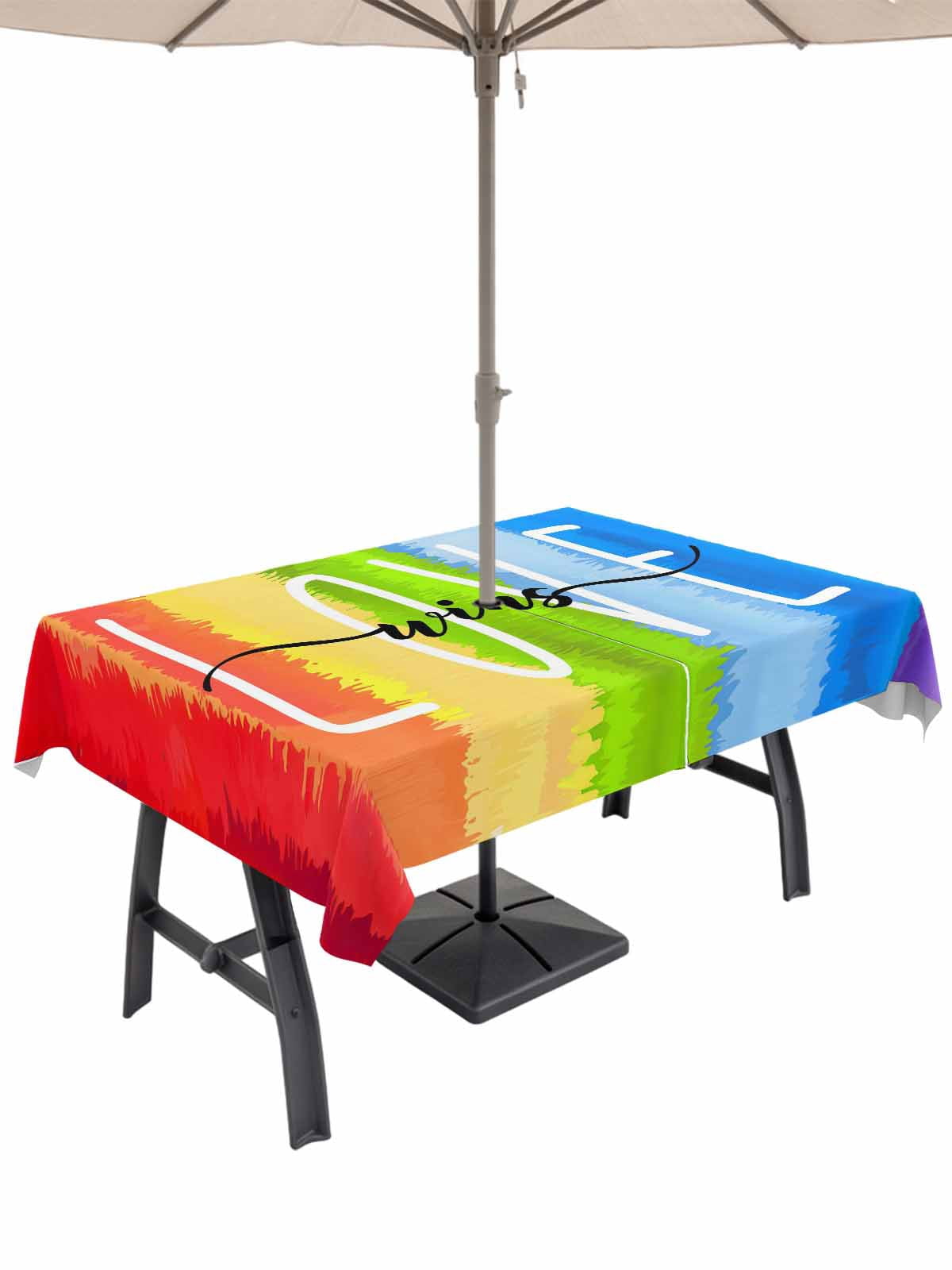 52x70 Inch Outdoor Tablecloth with Umbrella Hole Zipper Rectangle ...