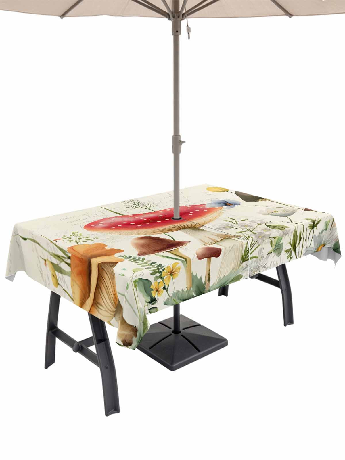 52x70 Inch Outdoor Tablecloth with Umbrella Hole Zipper Rectangle Red ...