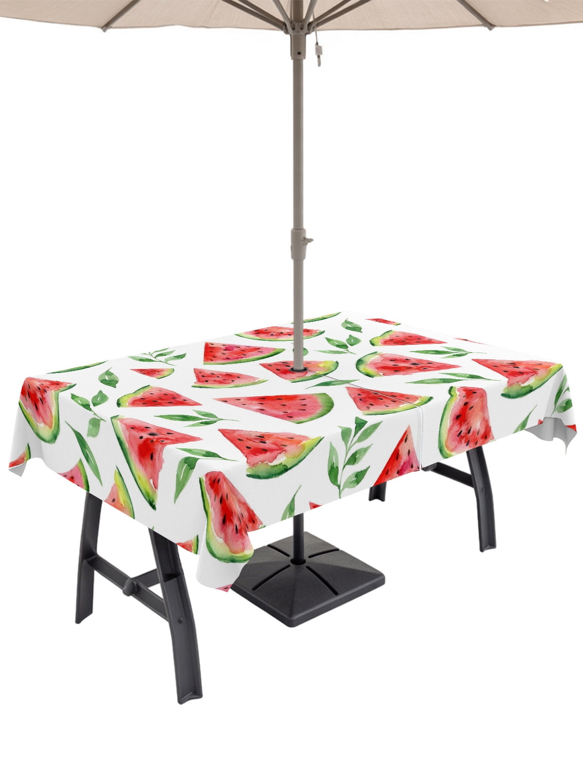 52x70 Inch Outdoor Tablecloth with Umbrella Hole Zipper Rectangle Red ...