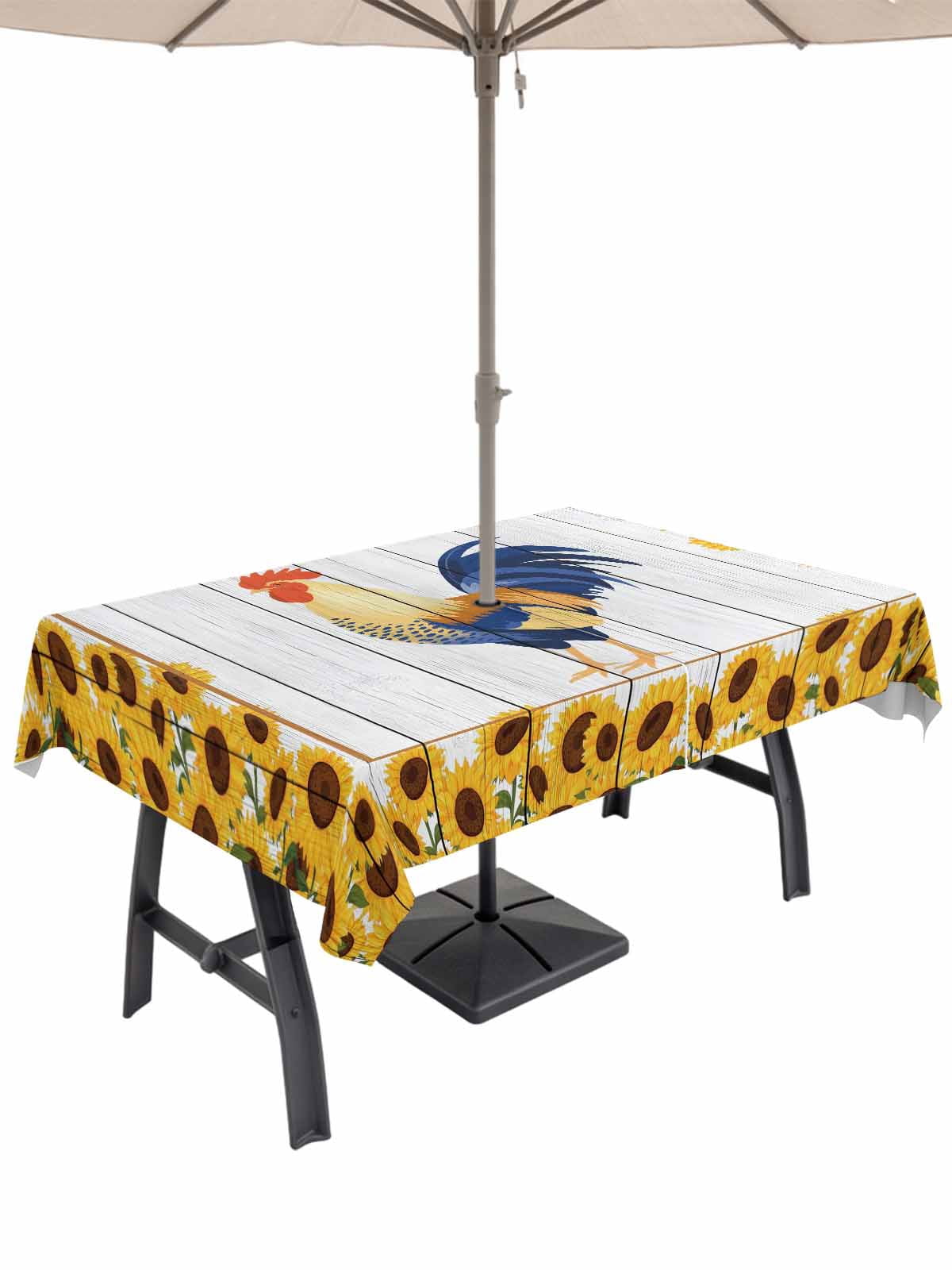 52x70 Inch Outdoor Tablecloth with Umbrella Hole Zipper Rectangle ...