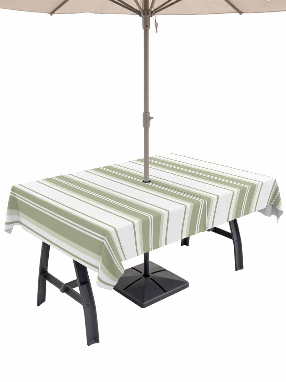 52x70 Inch Outdoor Tablecloth with Umbrella Hole Zipper Rectangle Sage ...