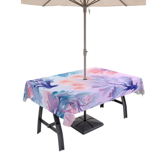 52x70 Inch Outdoor Tablecloth with Umbrella Hole Zipper Rectangle Sea ...