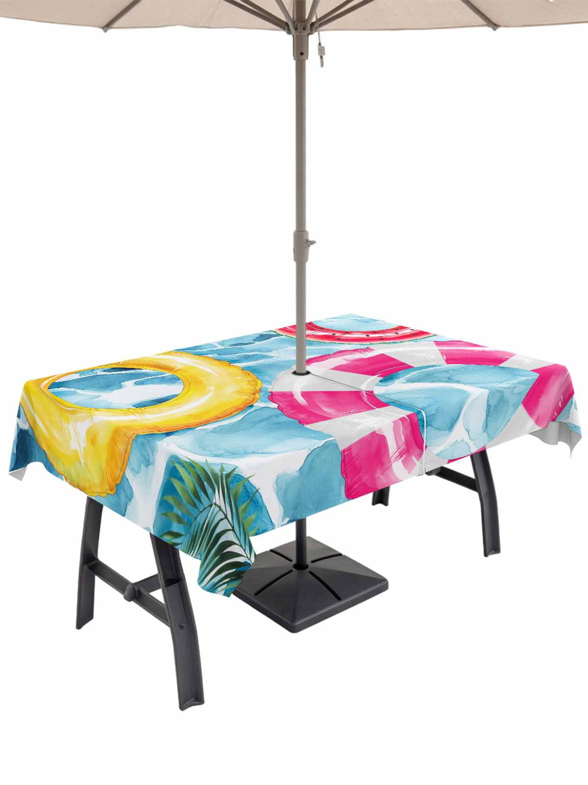 52x70 Inch Outdoor Tablecloth with Umbrella Hole Zipper Rectangle ...