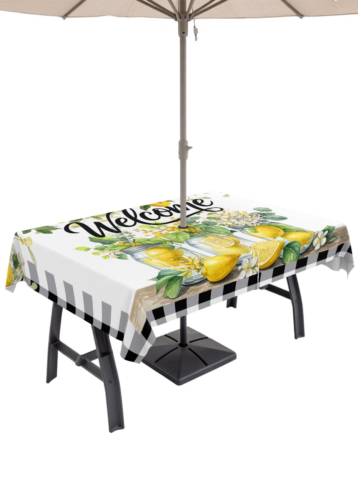 52x70 Inch Outdoor Tablecloth with Umbrella Hole Zipper Rectangle ...