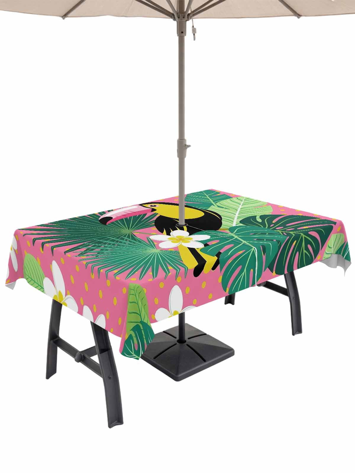 52x70 Inch Outdoor Tablecloth with Umbrella Hole Zipper Rectangle ...