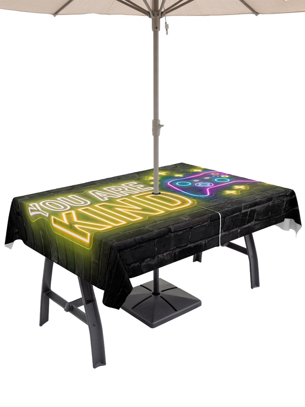 52x70 Inch Outdoor Tablecloth with Umbrella Hole Zipper Rectangle Video ...