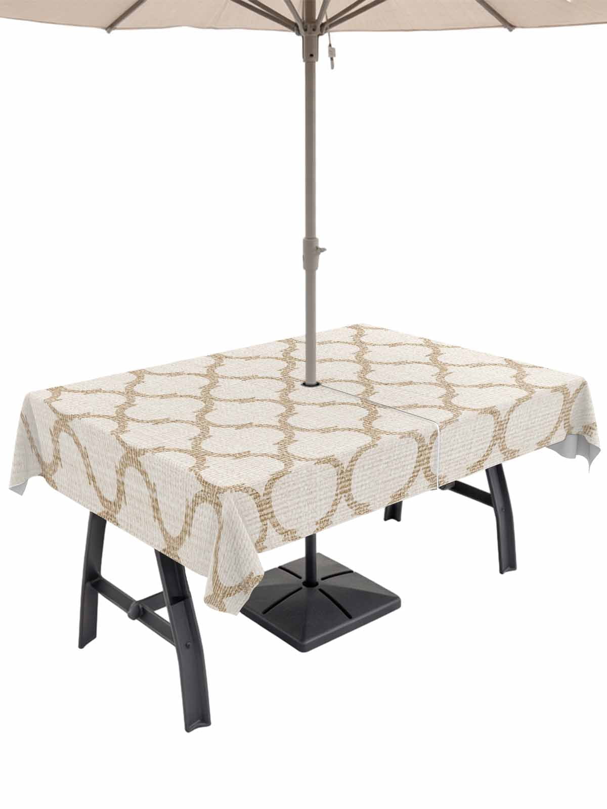 52x70 Tablecloth Rectangle, Beige Moroccan Outdoor Tablecloth with ...
