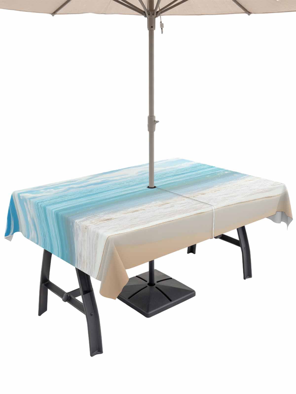 52x70 Tablecloth Rectangle, Blue Ocean Outdoor Tablecloth with Umbrella ...