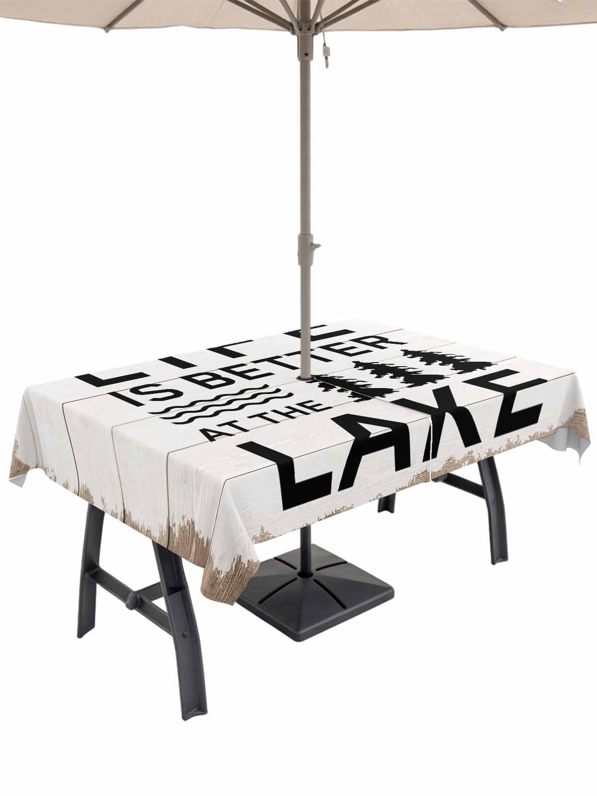 52x70 Tablecloth Rectangle, Life Is Better at The Lake Outdoor ...