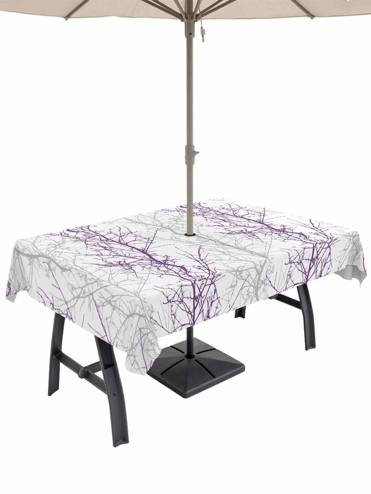 52x70 Tablecloth Rectangle, Purple Grey Branch Outdoor Tablecloth with ...
