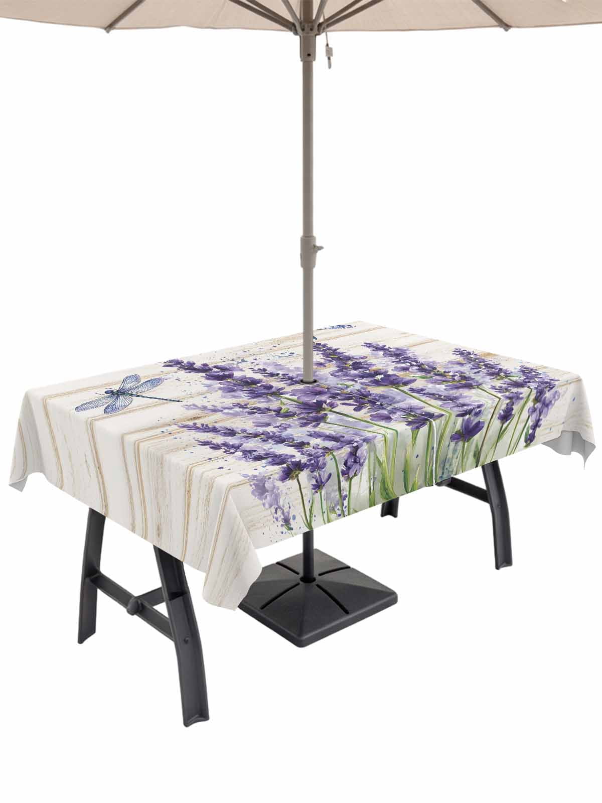 52x70 Tablecloth Rectangle, Purple Lavender Outdoor Tablecloth with ...