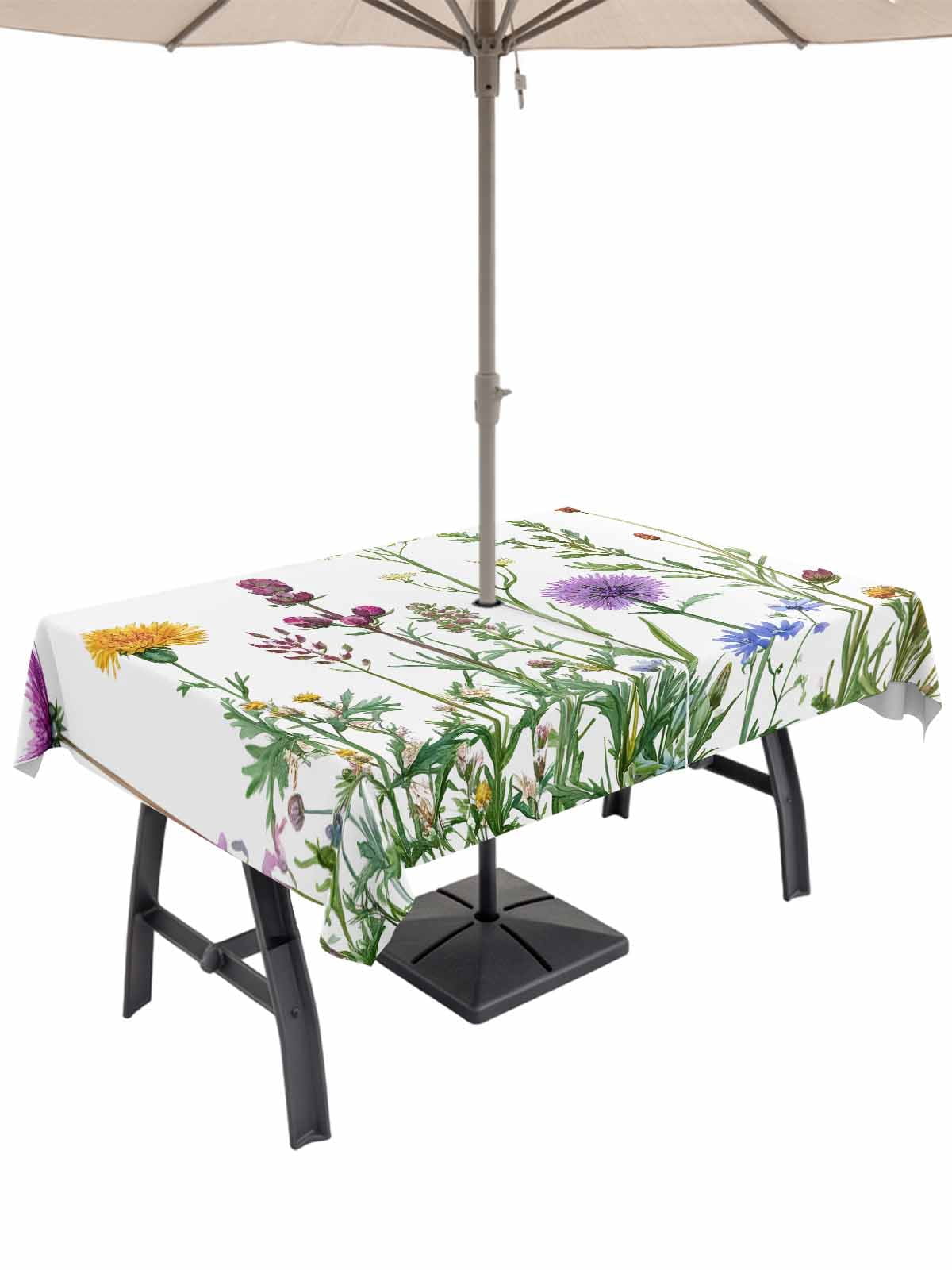 52x70 Tablecloth Rectangle, Spring Summer Flowers Outdoor Tablecloth ...