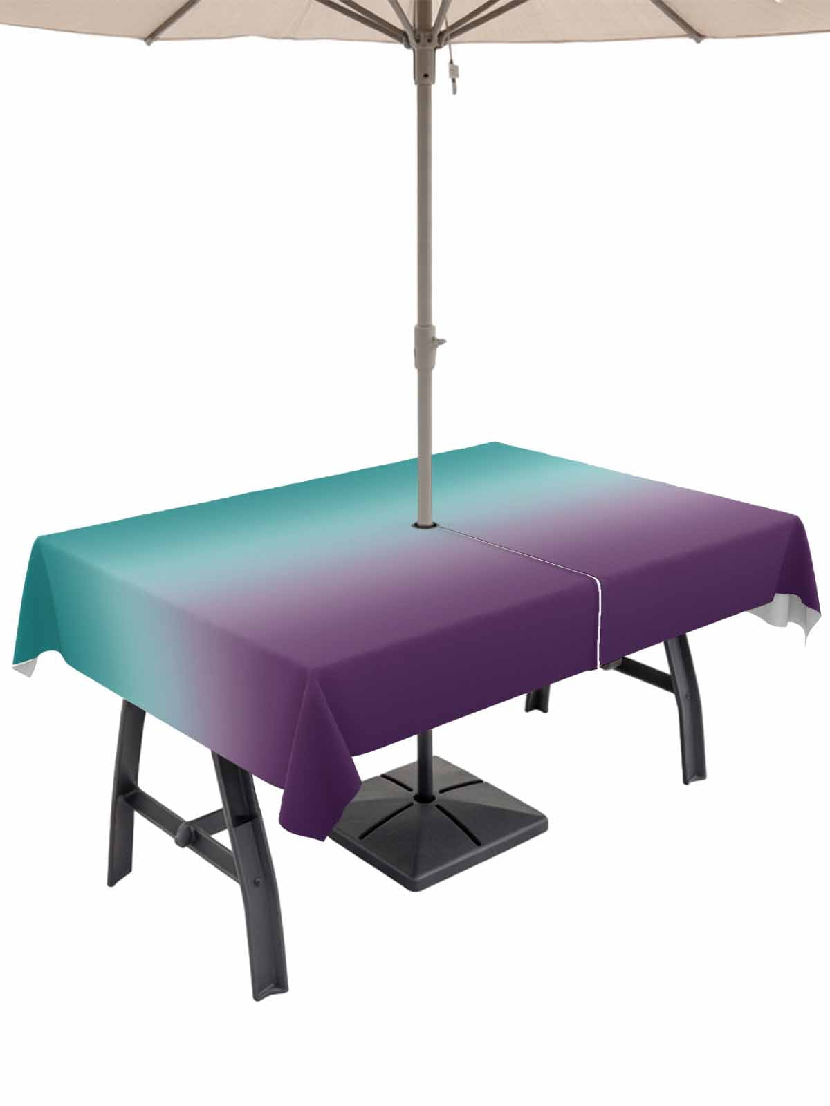 52x70 Tablecloth Rectangle, Teal Purple Ombre Outdoor Tablecloth with ...