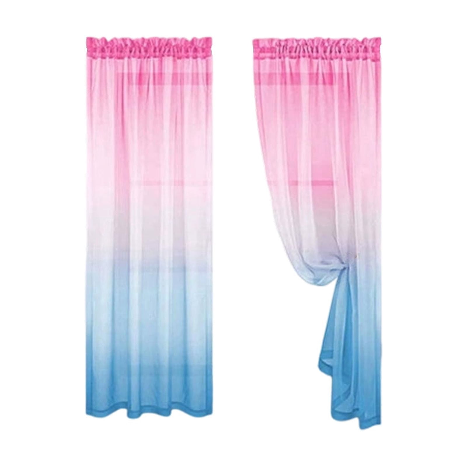 52x84 Inch Two Tone Gradient Sheer Curtain, Rod Through Breathable ...