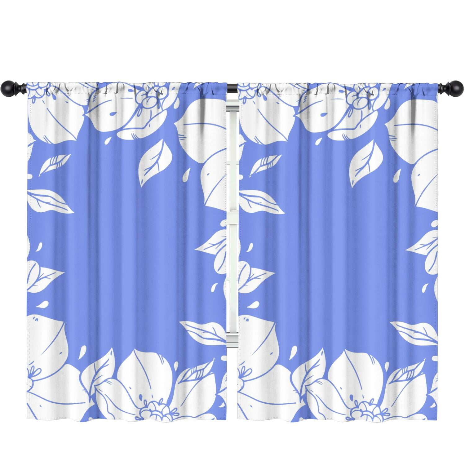 52x84in(132x213cm) Floral Curtains 2 Panels for Kids Bedroom, Window ...