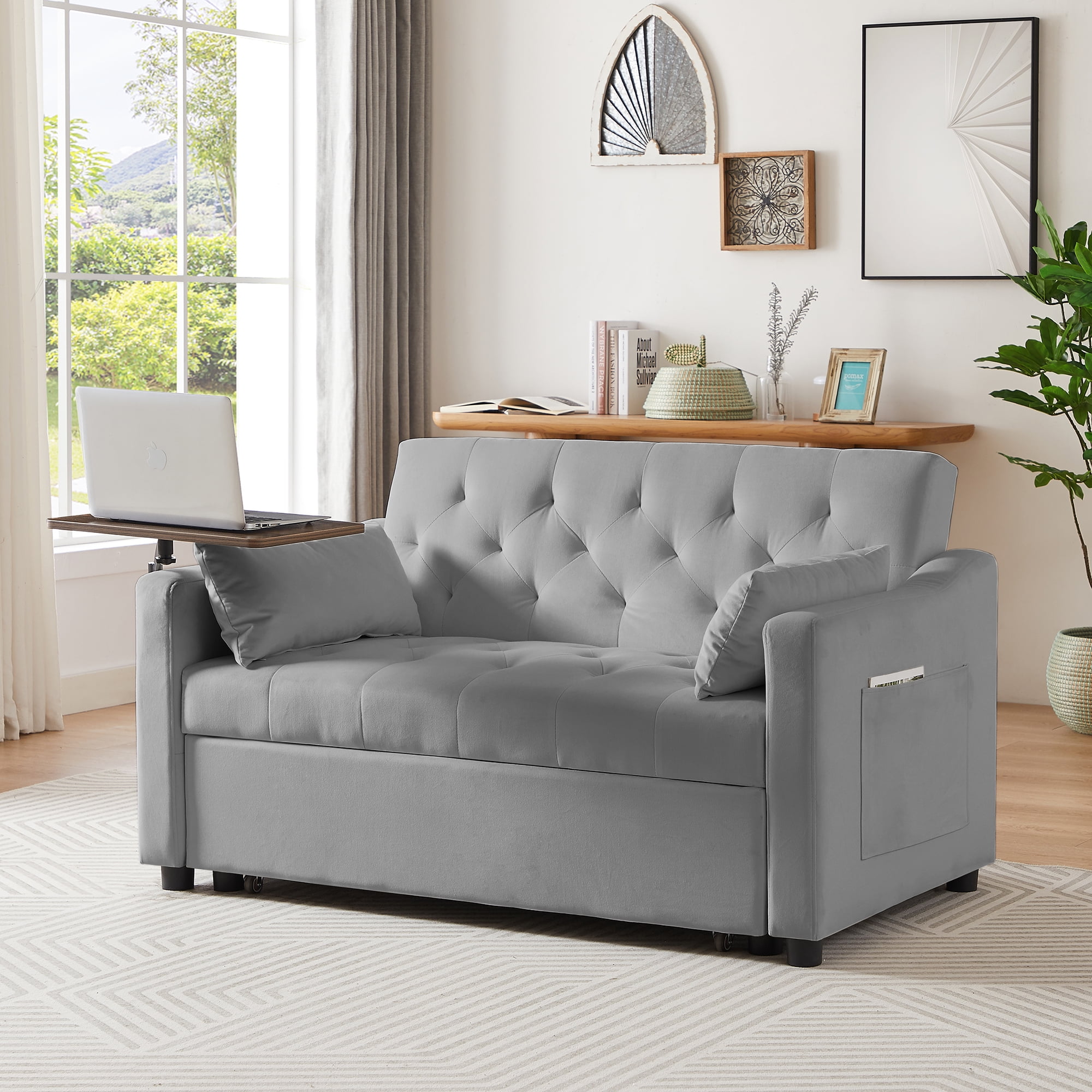 53.15" Pull Out Sofa Bed, 3-in-1 Convertible Sleeper Sofa, Pull Out ...