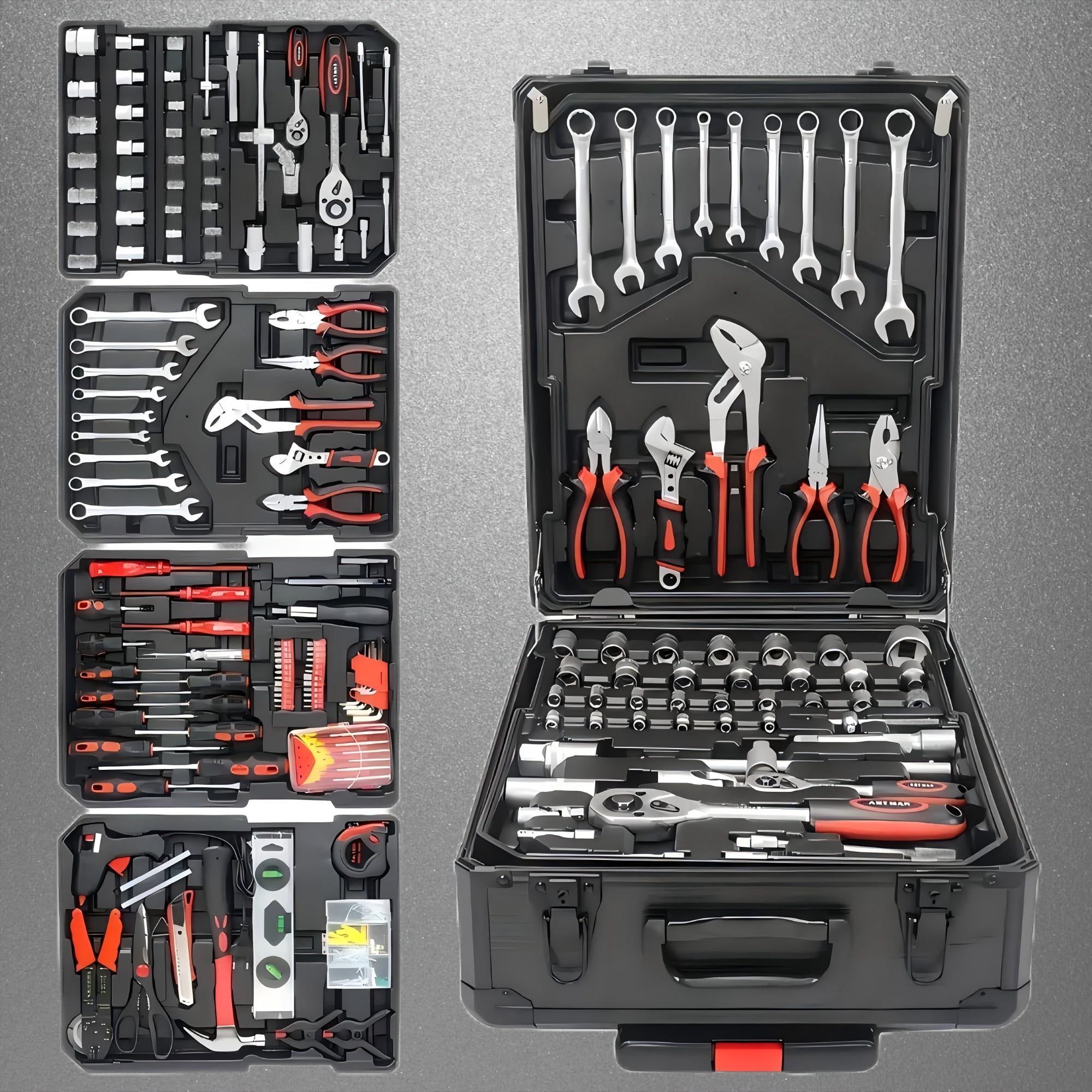 53/216/999pcs Super Combined Manual Toolbox with 4-layer Toolset And ...
